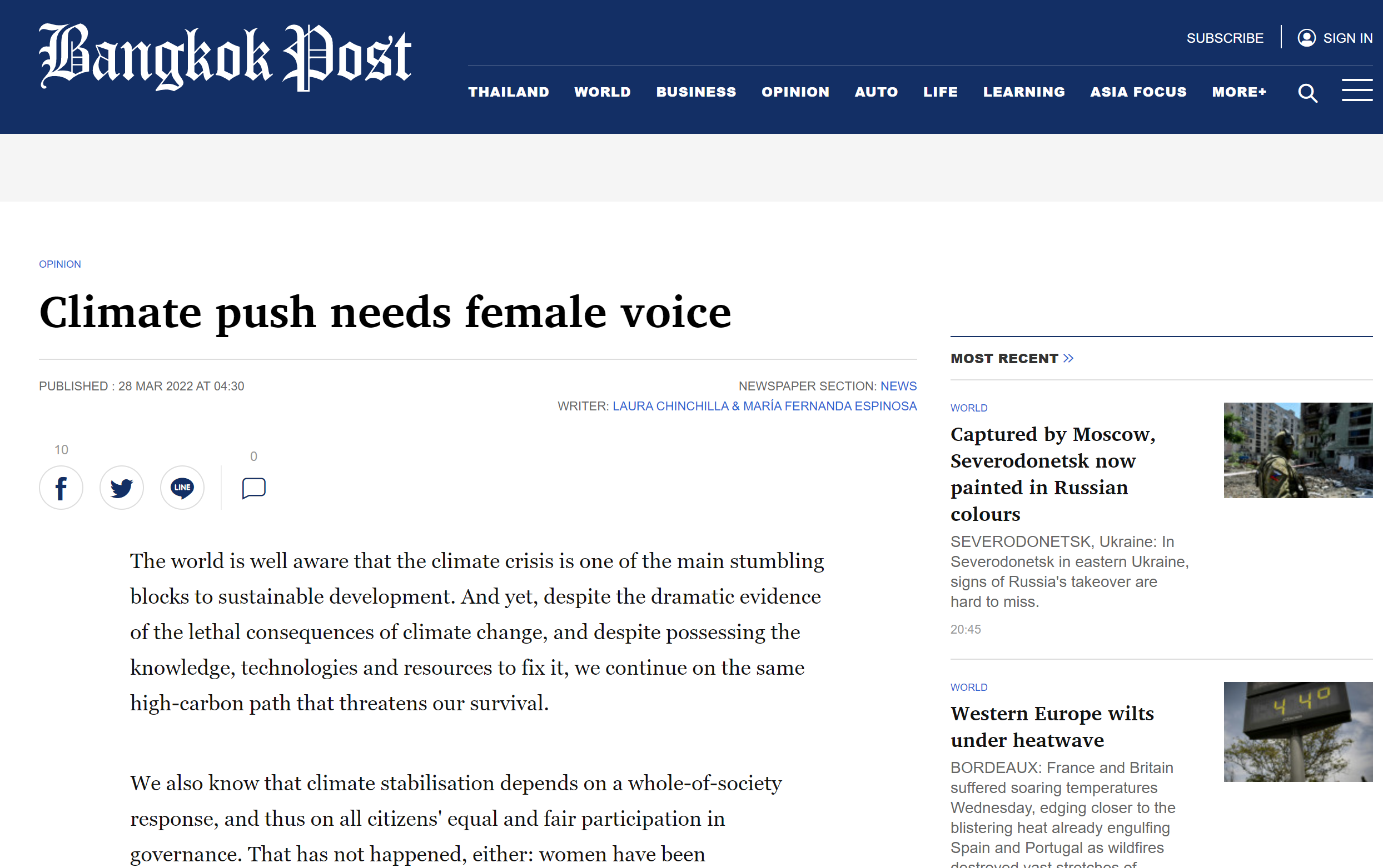 Climate push needs female voice | Club de Madrid